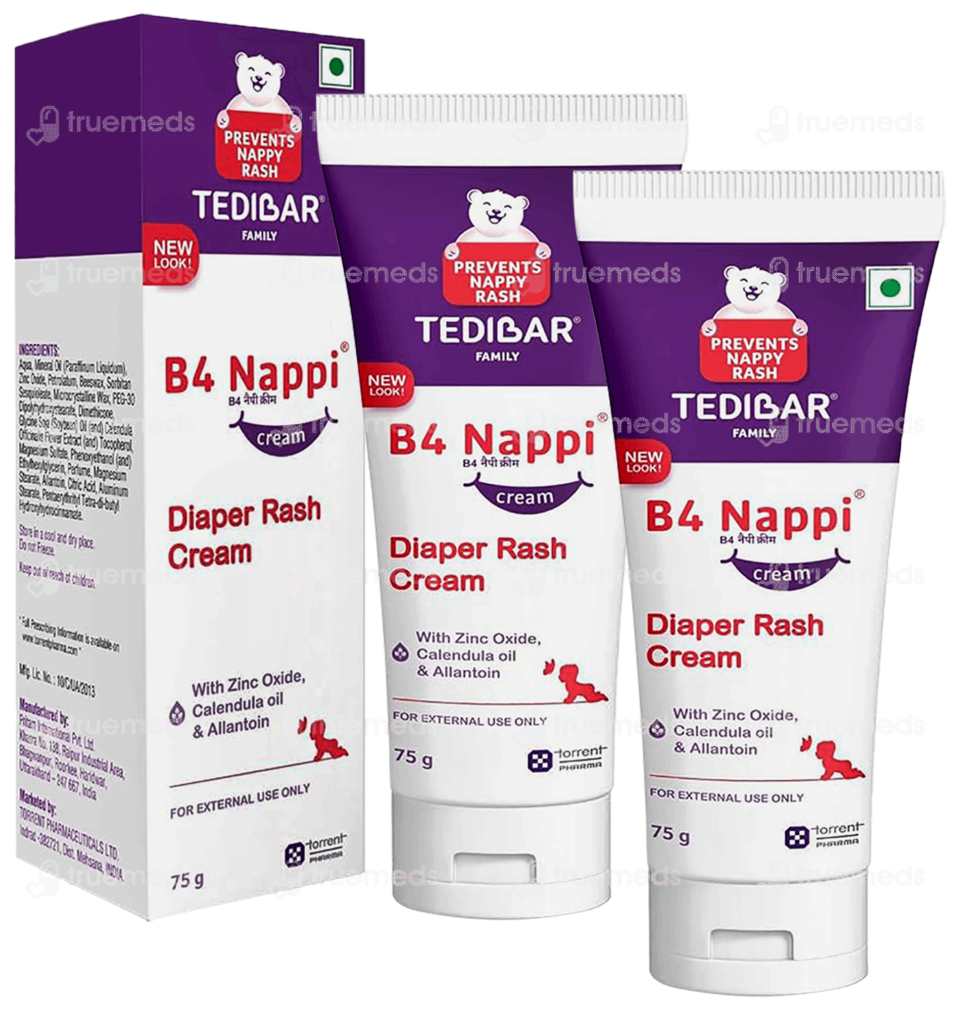 Tedibar B4 Nappi Diaper Rash Cream 75gm Pack Of 2 - Uses, Side Effects ...