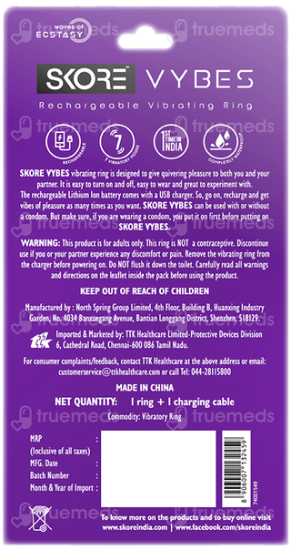 Skore Vybes Rechargeable Vibrating Ring For Him Her 1 - Uses, Side ...