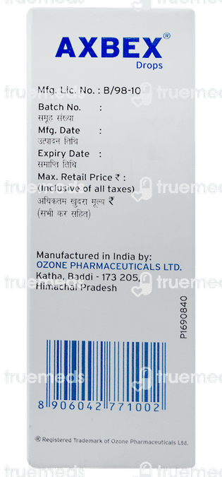 Axbex Drops 15 Ml - Uses, Side Effects, Dosage, Price | Truemeds