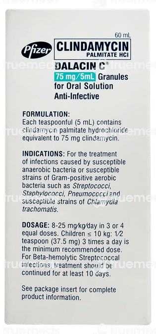 Dalacine C 75 Mg Syrup 60 Ml - Uses, Side Effects, Dosage, Price | Truemeds