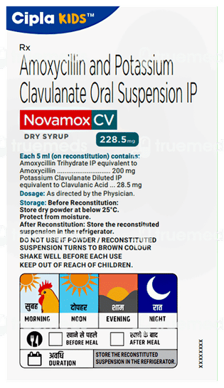 Novamox Cv 2285mg Tangy Orange Flavour Dry Syrup 60ml - Uses, Side ...