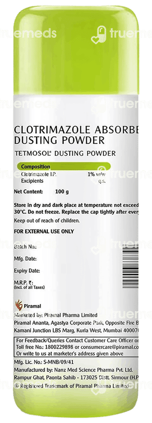 Tetmosol Dusting Powder Anti Fungal 100 Gm - Uses, Side Effects, Dosage ...
