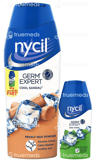 Nycil Germ Expert Cool Sandal Prickly Heat Powder 150 Gm With Nycil ...