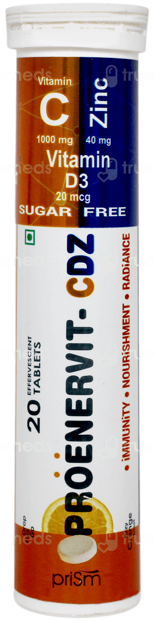 Proenervit Cdz Sugar Free Orange Flavour Effervescent Tablet 20 - Uses ...