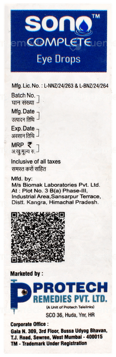 Sono Complete Eye Drops 10ml - Uses, Side Effects, Dosage, Price | Truemeds