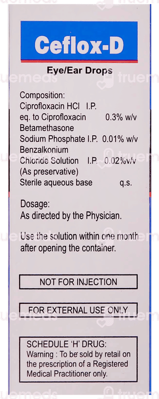 Ceflox D Eyeear Drops 10 Ml - Uses, Side Effects, Dosage, Price | Truemeds