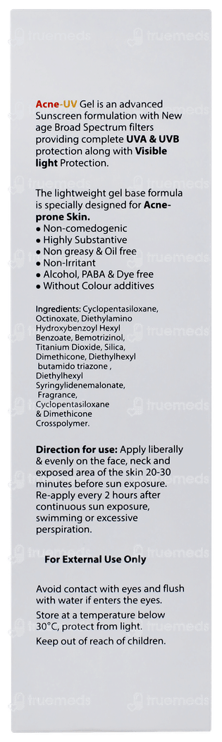 Acne Uv Spf 50 Gel 50 Gm - Uses, Side Effects, Dosage, Price | Truemeds