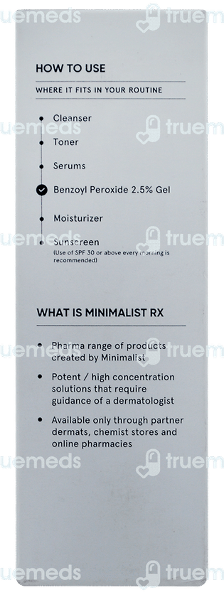 Minimalist Rx Benzoyl Peroxide 25 Gel 30 Ml - Uses, Side Effects ...