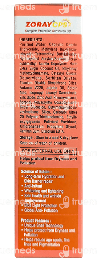 Zoray Cps Spf 50 Gel 50 Gm - Uses, Side Effects, Dosage, Price | Truemeds