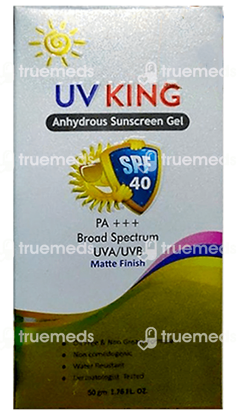 Uv King Anhydrous Spf 40 Sunscreen Gel 50 Gm - Uses, Side Effects ...