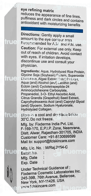 Fixderma Cosmetic Laboratories Eye Refining Matrix Gel 15 Gm - Uses ...