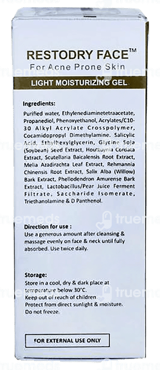 Restodry Face Light Moisturizing Gel 50 Gm - Uses, Side Effects, Dosage ...