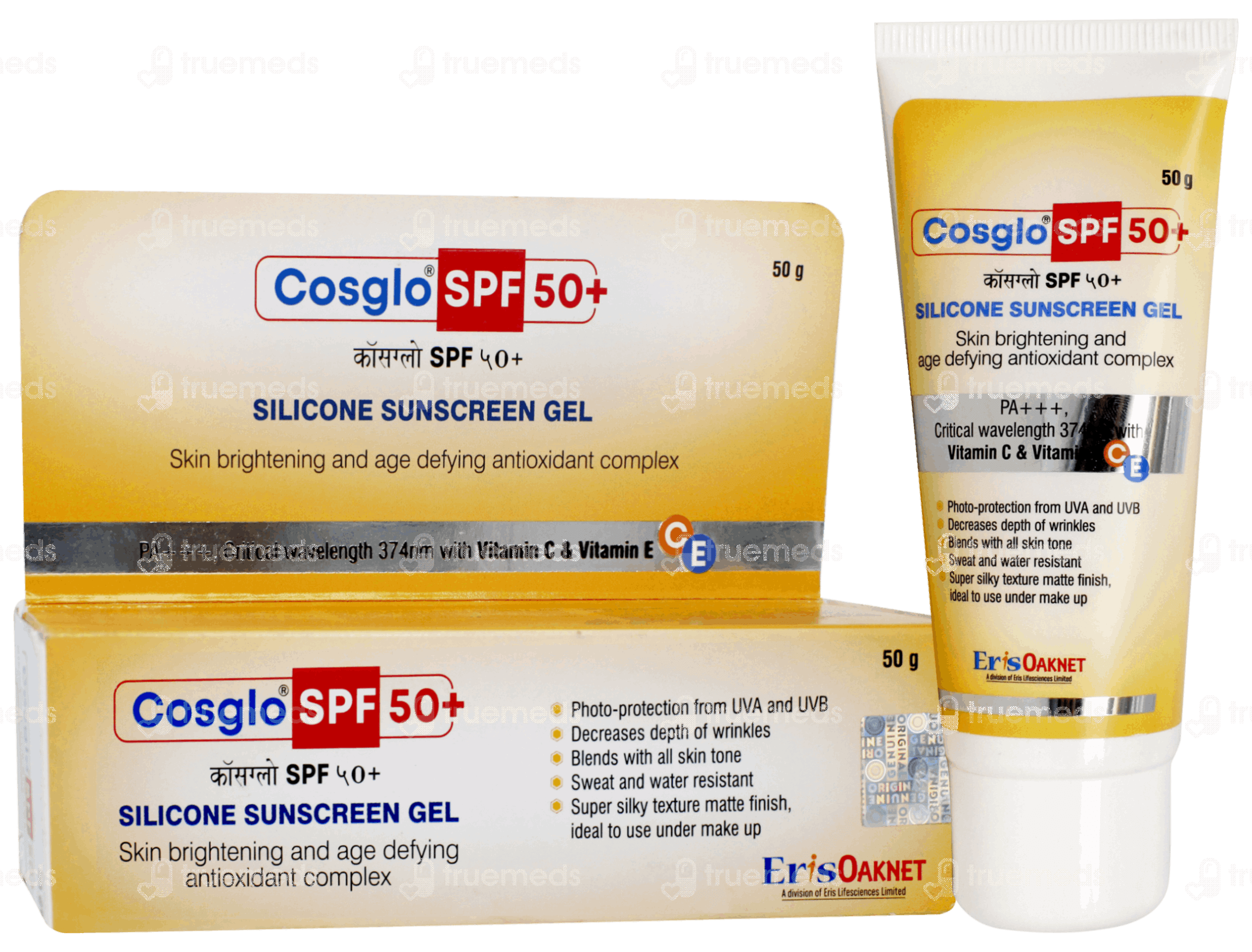 Cosglo Spf 50 Sunscreen Gel 50 Gm - Uses, Side Effects, Dosage, Price ...