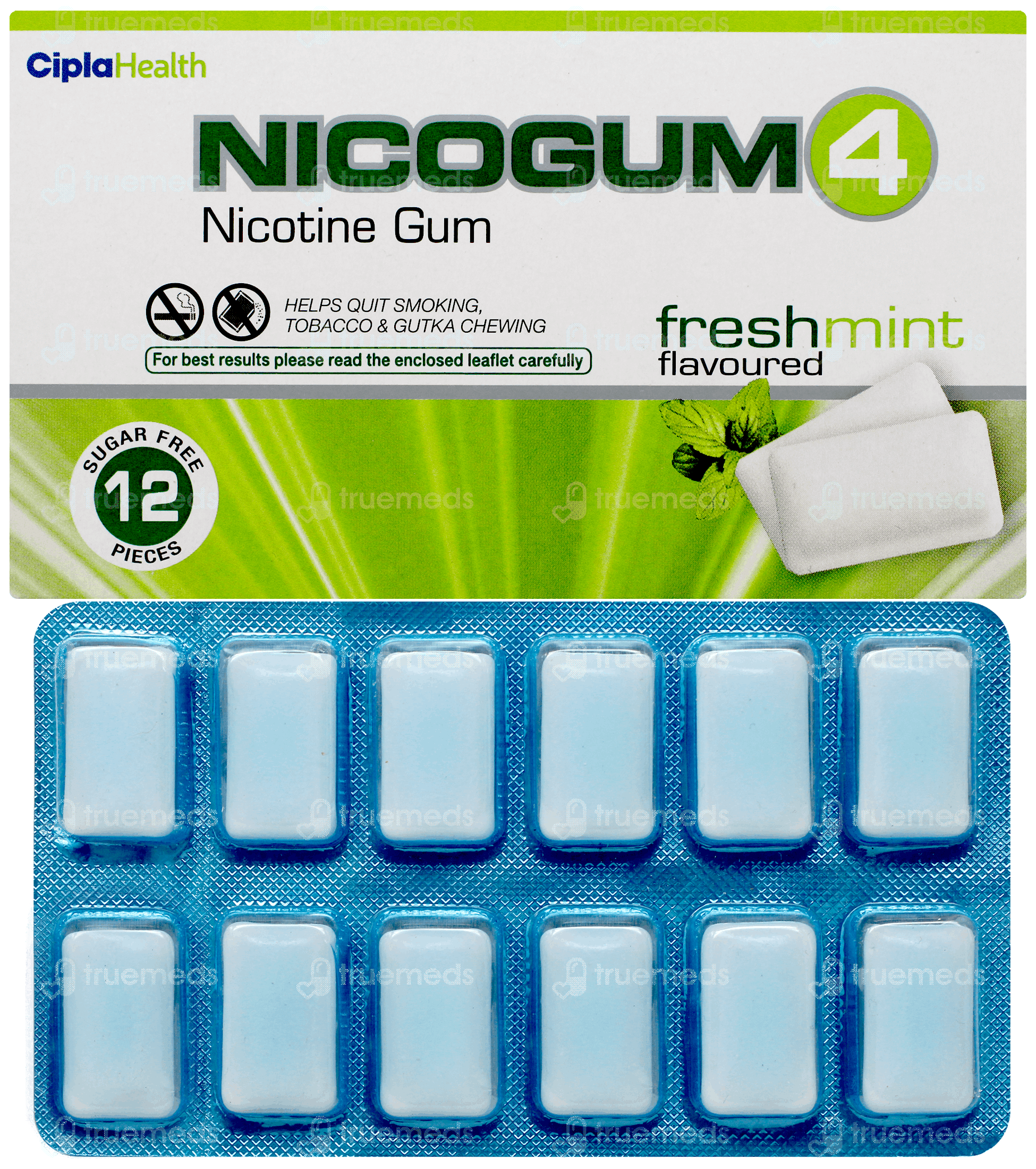 Nicogum Fresh Mint 4 Mg Sugar Free Gum 12 - Uses, Side Effects, Dosage ...