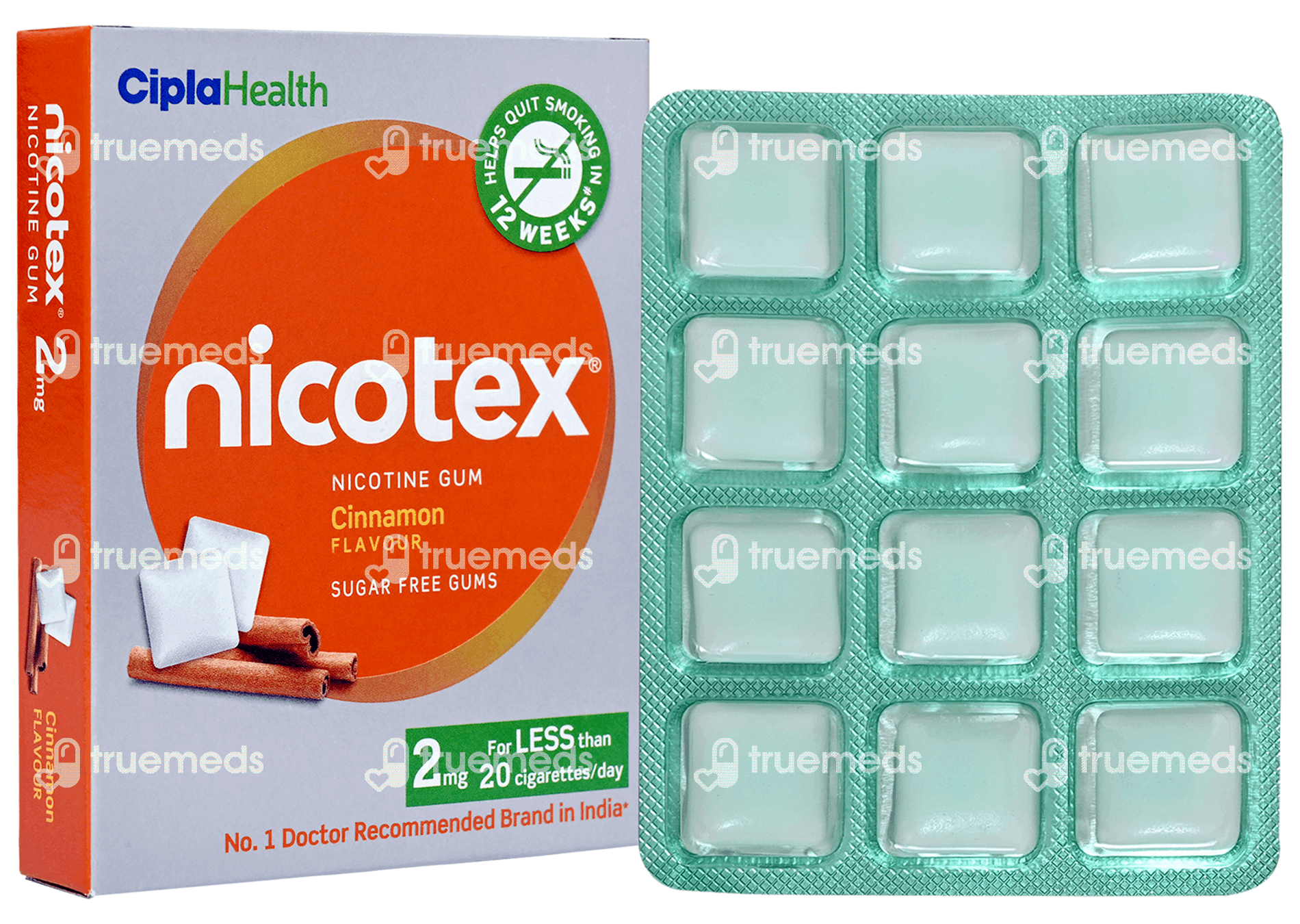 Nicotex Cinnamon 2 Mg Sugar Free Chewing Gum 12 - Uses, Side Effects ...
