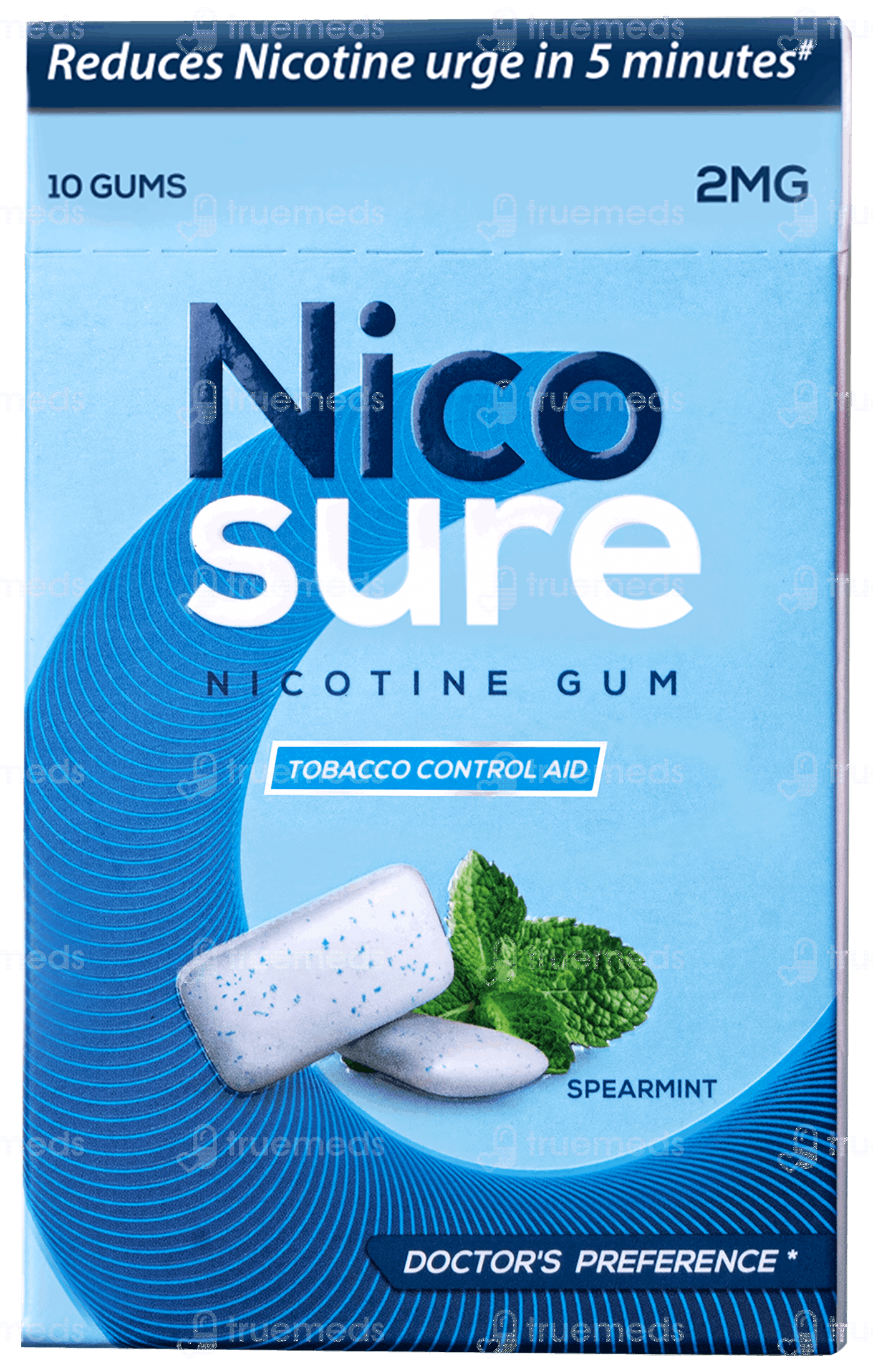 Nico Sure 2mg Spearmint Nicotine Gum 10 - Uses, Side Effects, Dosage ...