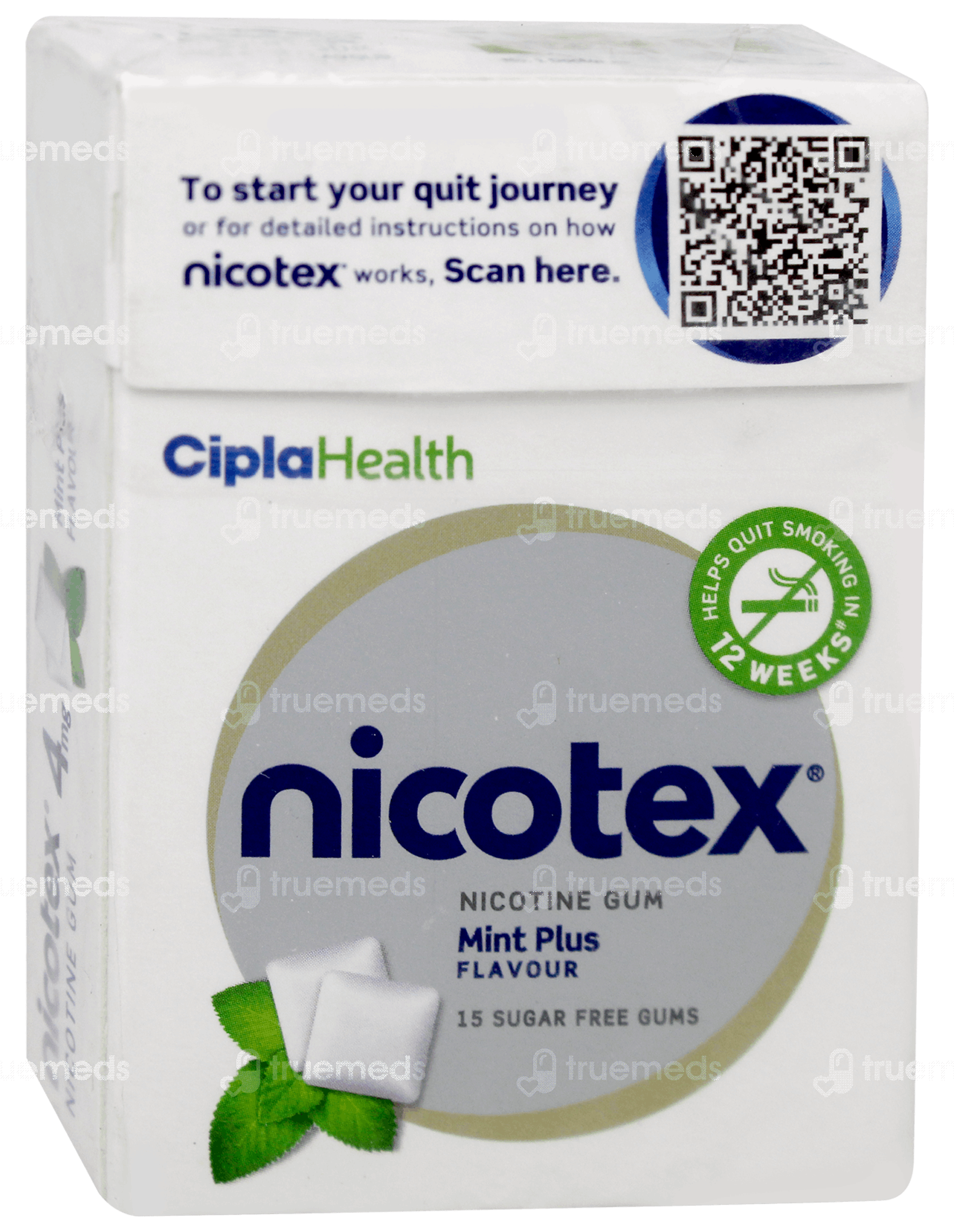 Nicotex 4mg Mint Plus Flavour Sugar Free Nicotine Gums 15 - Uses, Side ...