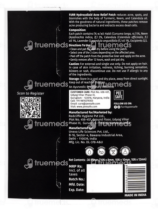 Furr By Pee Safe Acne Relief Patches Pack Of 30 - Uses, Side Effects ...