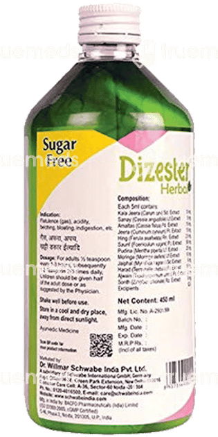 Dr Willmar Schwabe India Dizester Herbal Sugar Free Digestive Tonic 450 ...