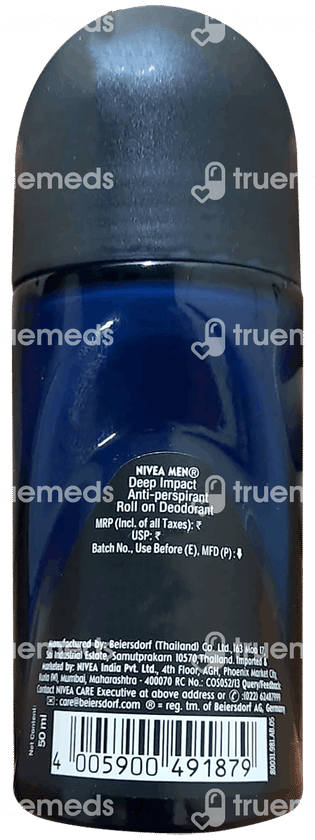 Nivea Men Deep Impact Freshness Deodorant Roll On 50 Ml - Uses, Side ...
