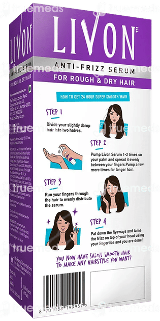 Livon Anti Frizz Rough And Dry Hair Serum 50 Ml - Uses, Side Effects ...