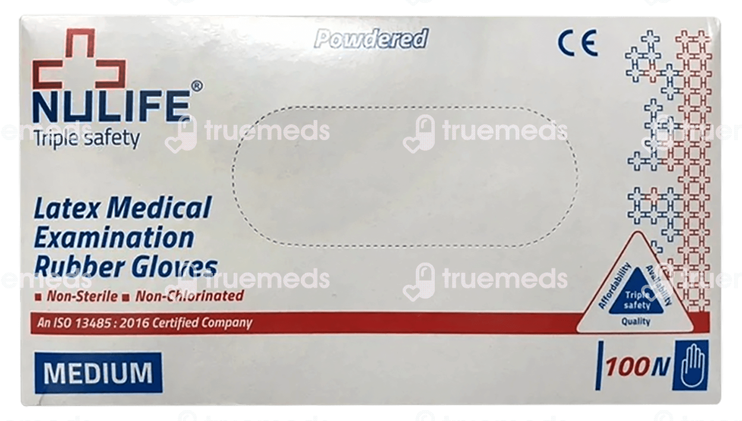 Nulife Medium Latex Medical Examination Rubber Gloves 100 - Uses, Side ...