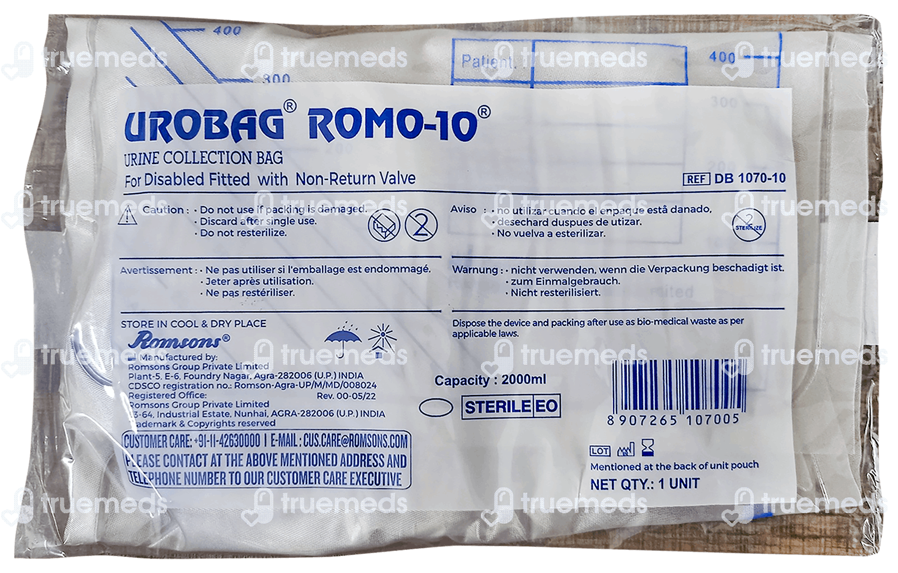 Romsons Urobag Db1070 10 Romo 10 Urine Bag 1 - Uses, Side Effects ...
