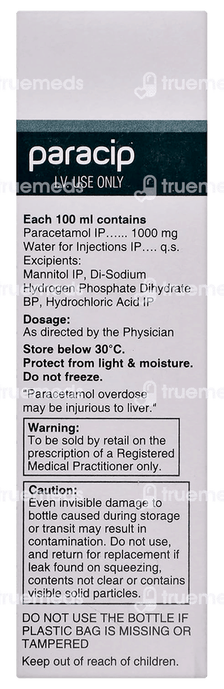 Paracip 1000 MG Infusion 100 ML | Order Paracip 1000 MG Infusion 100 ML ...