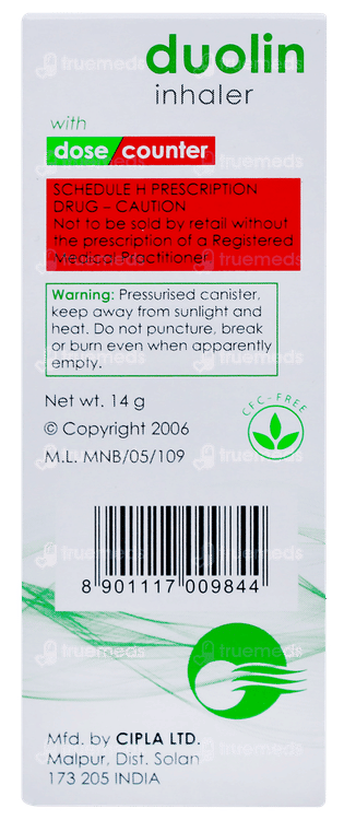 Duolin Inhaler 200 Mdi - Uses, Side Effects, Dosage, Price | Truemeds