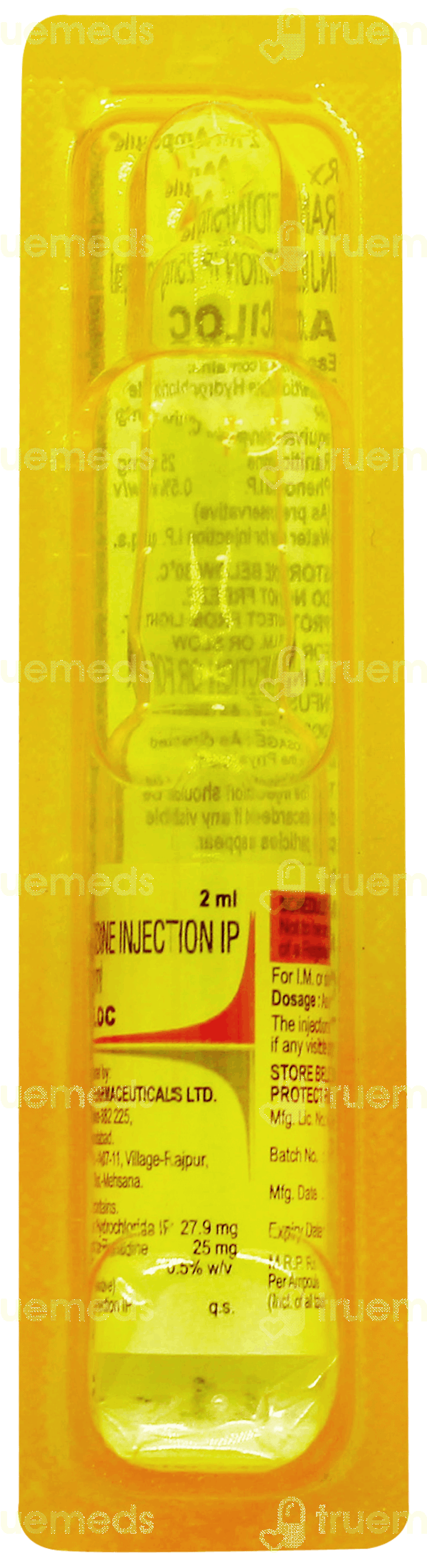 Aciloc 25 Mg Injection 2 Ml - Uses, Side Effects, Dosage, Price | Truemeds