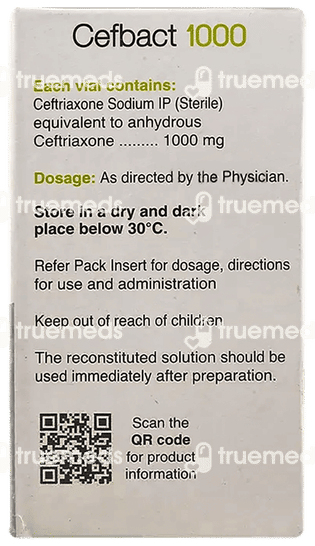 Cefbact 1000 Mg Injection: Uses, Side Effects, Price & Substitutes