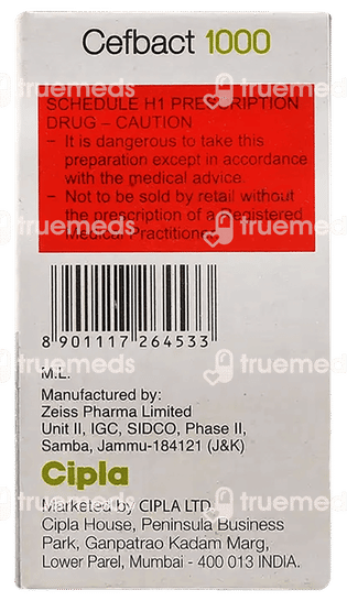 Cefbact 1000 Mg Injection: Uses, Side Effects, Price & Substitutes