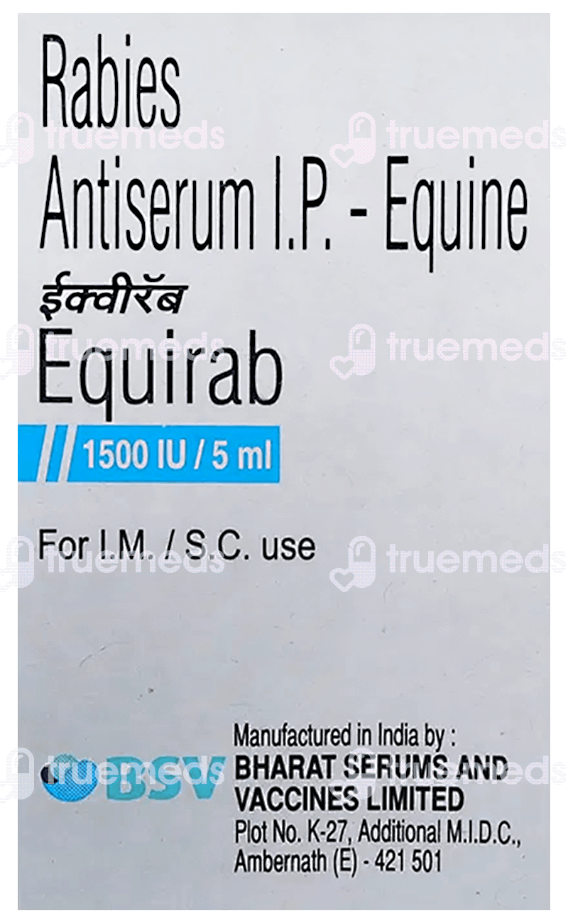 Equirab 1500 Iu Injection 5 Ml - Uses, Side Effects, Dosage, Price ...