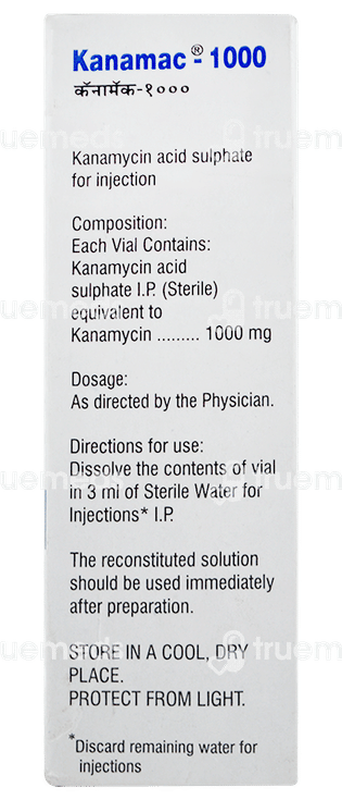 Kanamac 1000 Mg Injection 5 Ml - Uses, Side Effects, Dosage, Price ...