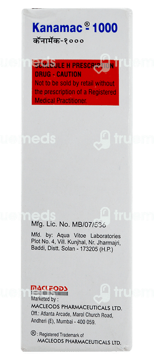Kanamac 1000 Mg Injection 5 Ml - Uses, Side Effects, Dosage, Price ...