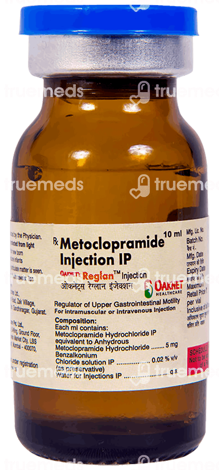 Oaknets Reglan 5 Mg Injection 10 Ml - Uses, Side Effects, Dosage, Price ...