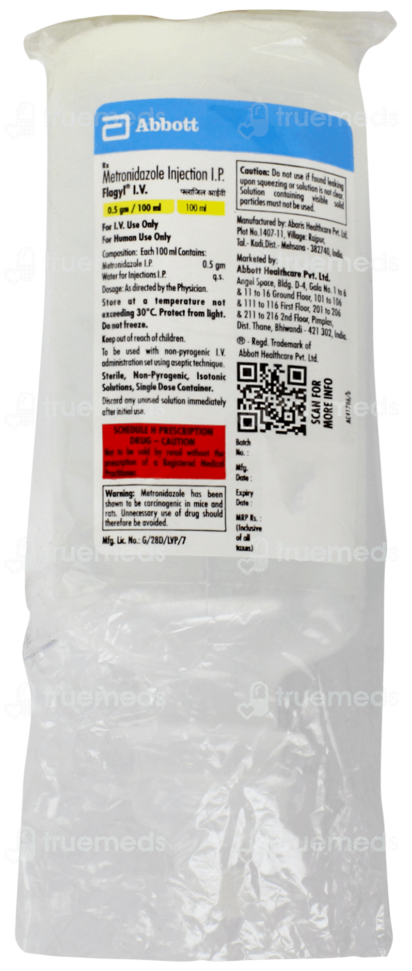 Flagyl Iv 100 ML | Order Flagyl Iv 100 ML Online at Truemeds