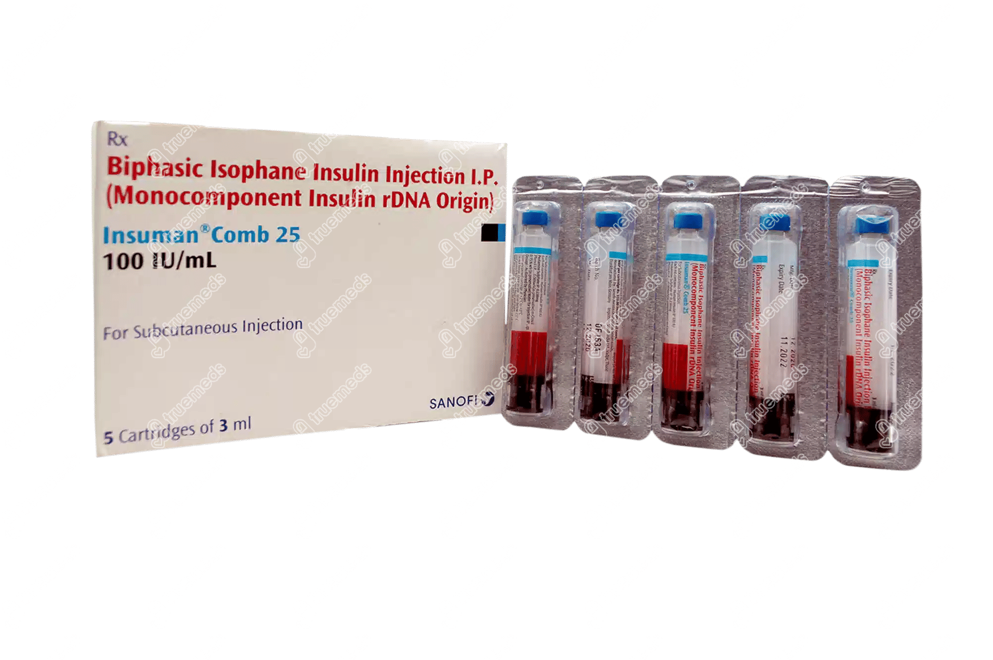 Insuman Comb 25 100 IU Cartridge 5*3 ML | Order Insuman Comb 25 100 IU ...