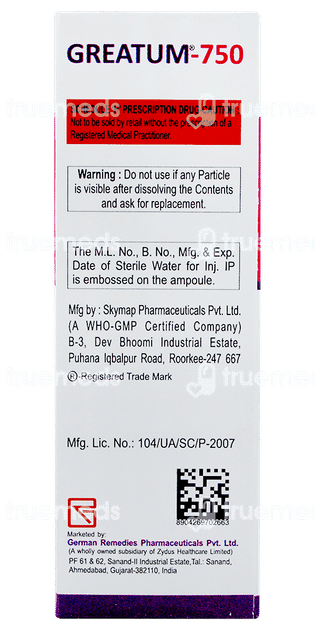 Greatum 750 Mg Injection: Uses, Side Effects, Price & Substitutes