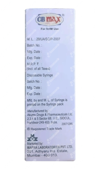 Cb Max Injection 2 Ml - Uses, Side Effects, Dosage, Price | Truemeds