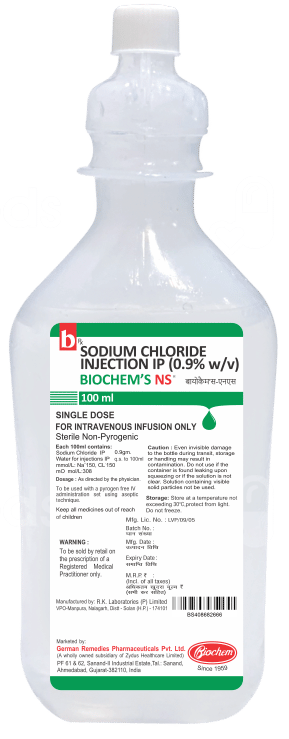 Biochems Ns Injection 100ml - Uses, Side Effects, Dosage, Price | Truemeds