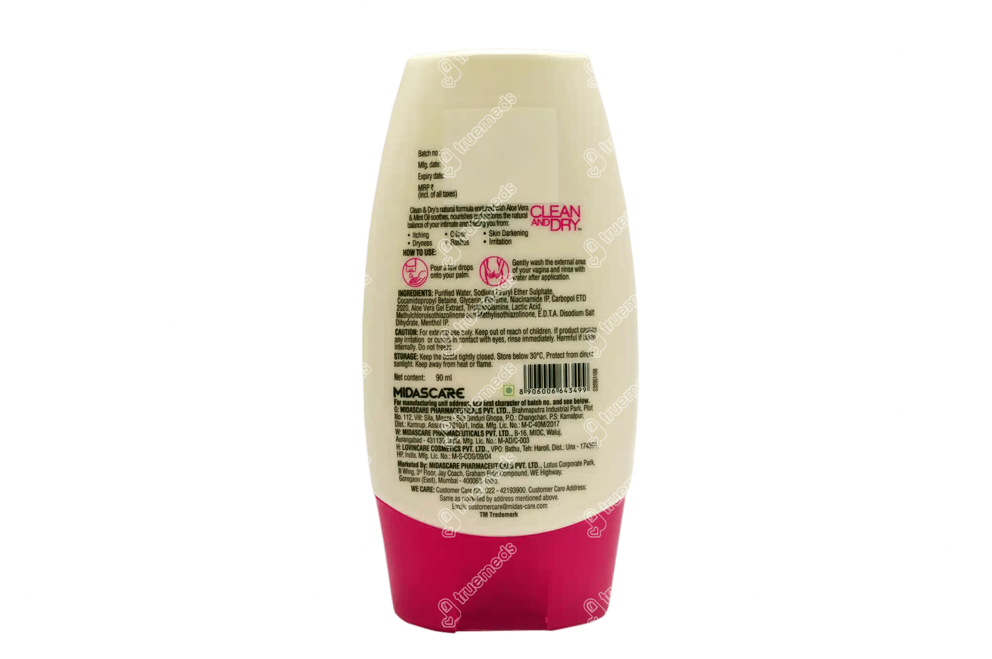 Clean And Dry Feminine Intimate Wash With Aloevera And Mint Oil Liquid ...