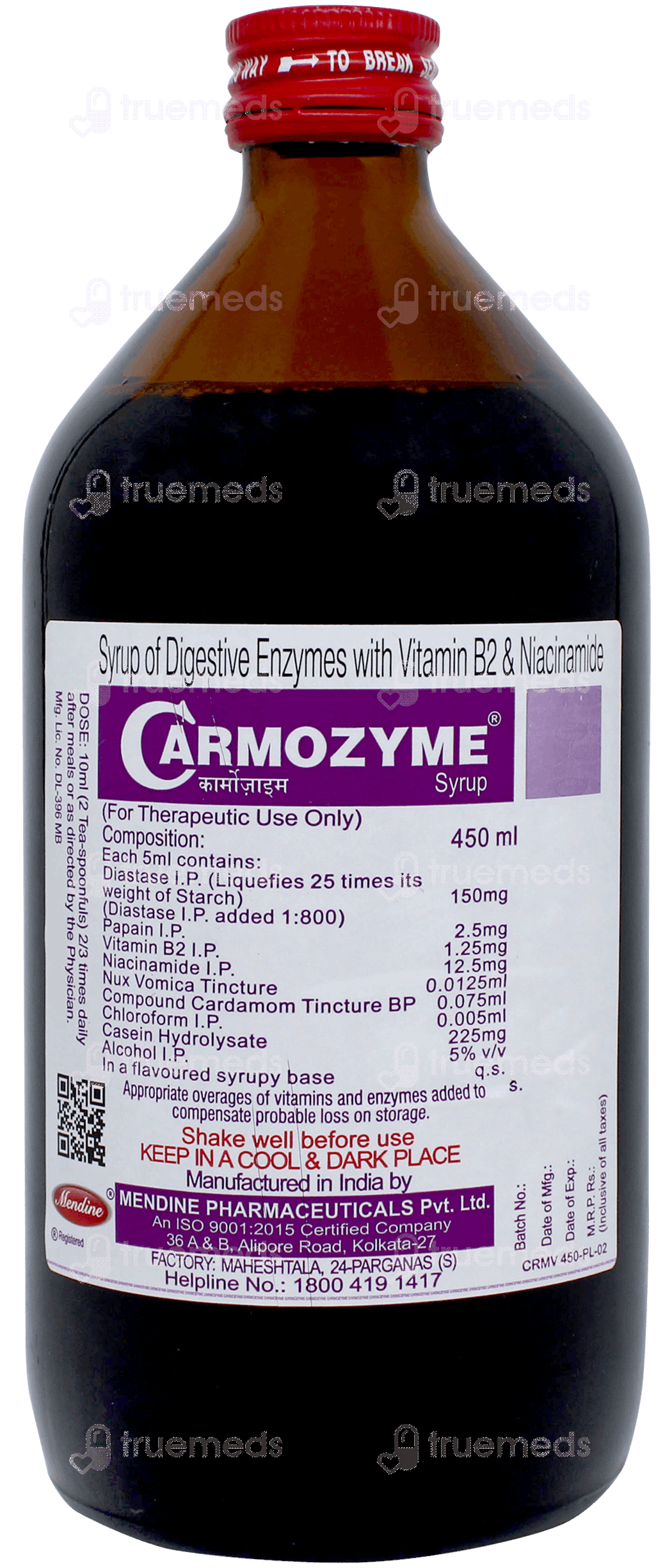 Carmozyme Liquid 450 Ml - Uses, Side Effects, Dosage, Price | Truemeds