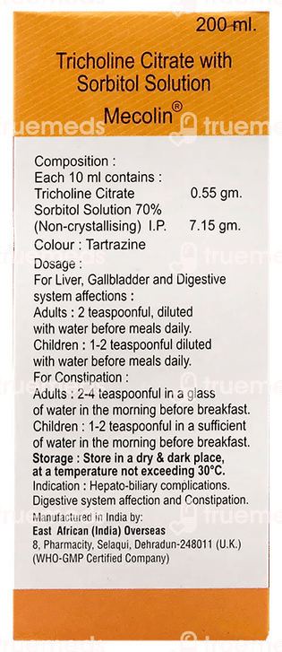 Mecolin 550/7150 MG Liquid | Buy Mecolin 550/7150 Online at Truemeds