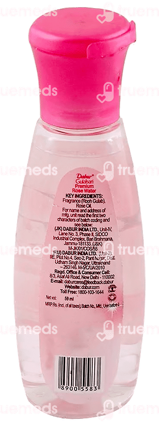 Dabur Gulabari Premium Rose Water 59 Ml - Uses, Side Effects, Dosage ...