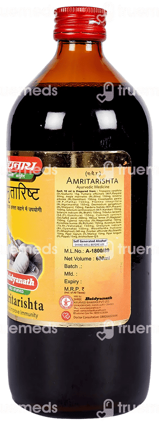 Baidyanath Amritarishta 680 Ml - Uses, Side Effects, Dosage, Price ...