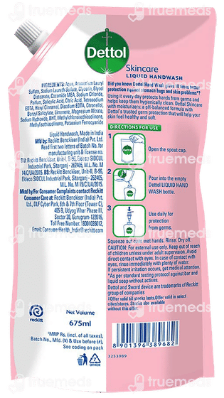 Dettol Skincare Everyday Protection Handwash Liquid Refill 675 Ml ...