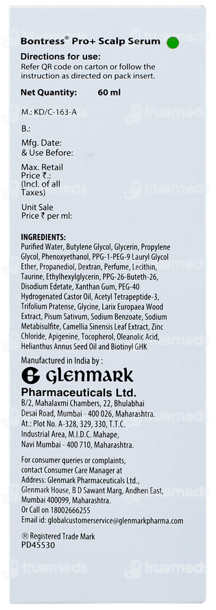 Bontress Pro Hair Serum Liquid 60 Ml - Uses, Side Effects, Dosage, Price | Truemeds