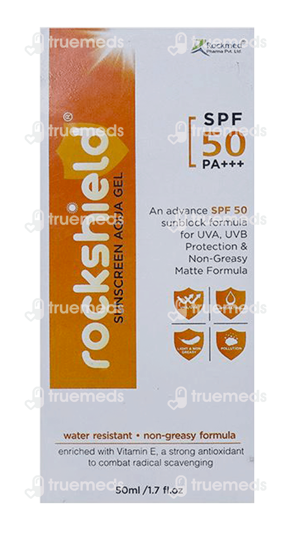 Rockshield Sunscreen Aqua Gel Spf 50 Pa 50 Ml - Uses, Side Effects ...