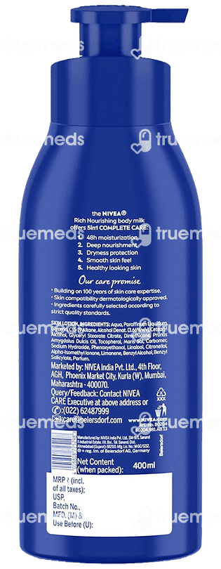Nivea Body Milk Nourishing Lotion 400 Ml - Uses, Side Effects, Dosage, Price | Truemeds